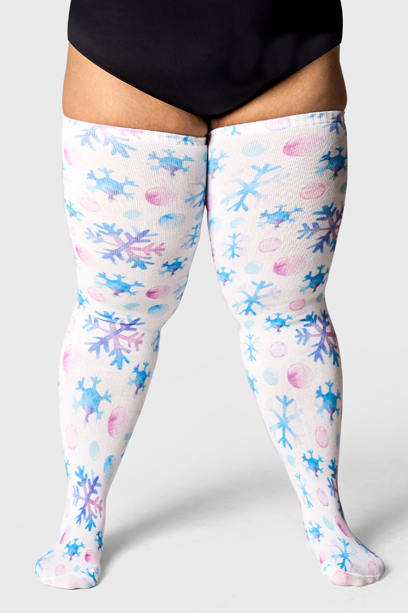 Pastel Snowflakes Thigh High Socks | Thunda Thighs | Artisan