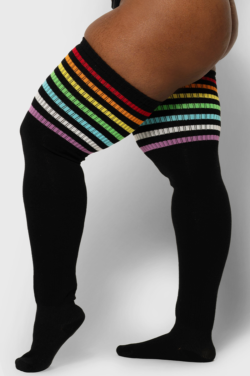 Rainbow Thigh High Socks | Thunda Thighs | Thunda Tubbies