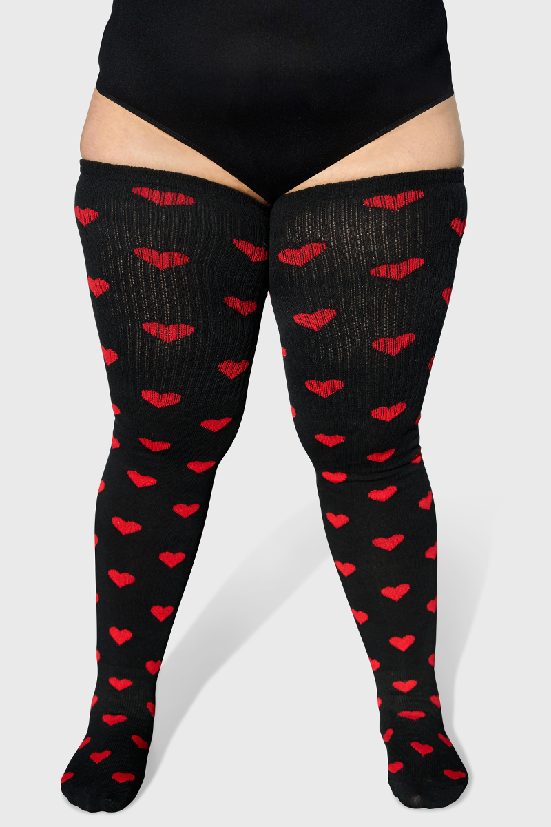 Black & Red Sweetheart Thunda Tubbies High Socks | Thunda Thighs ...