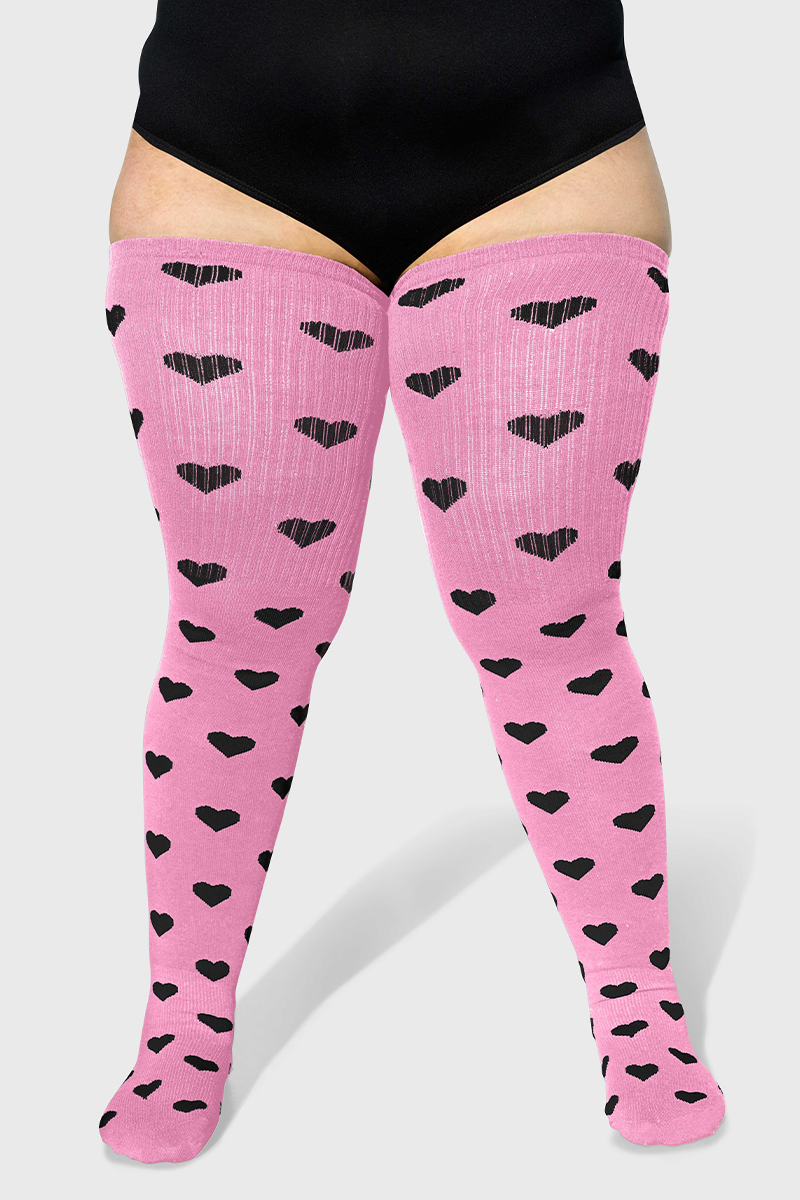 Pink & Black Sweetheart Thunda Tubbies High Socks | Thunda Thighs ...