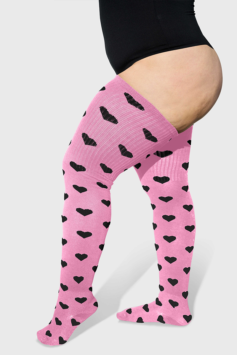 Pink & Black Sweetheart Thunda Tubbies High Socks | Thunda Thighs ...